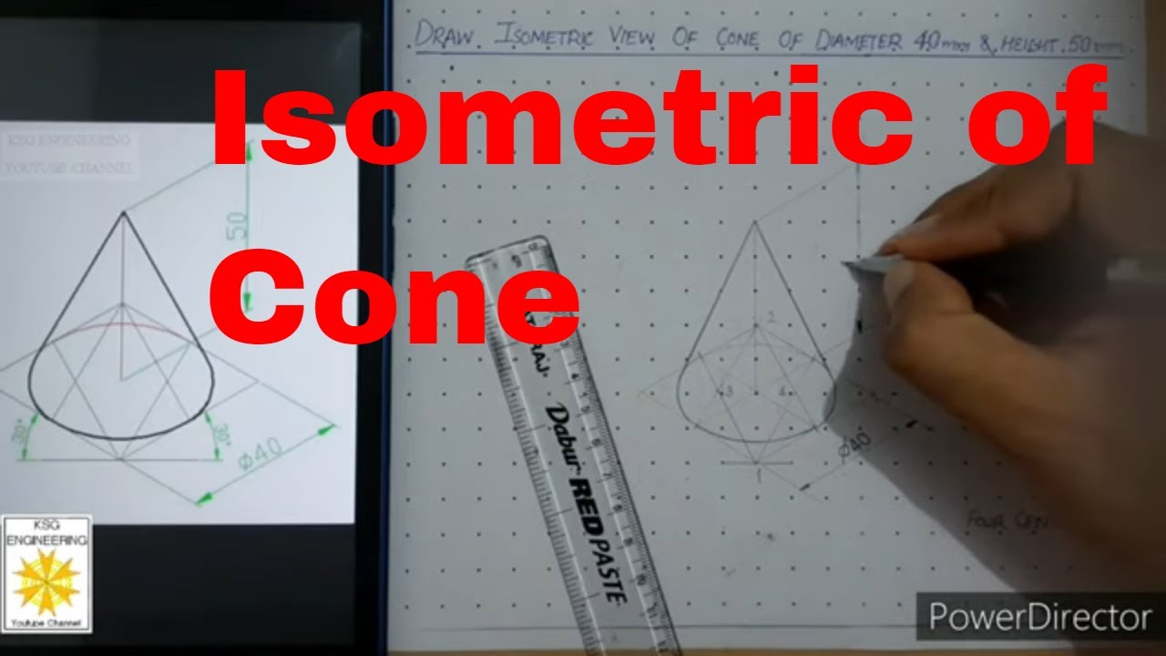 Isometric View of Cone | Isometric Projections | Engineering Drawing ...