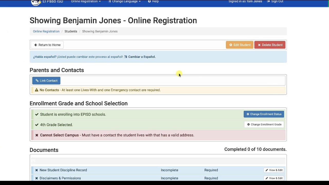 EPISD Student Online Registration Video Guide - YouTube