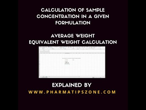 Calculation of sample concentration in a given formulation, # ...