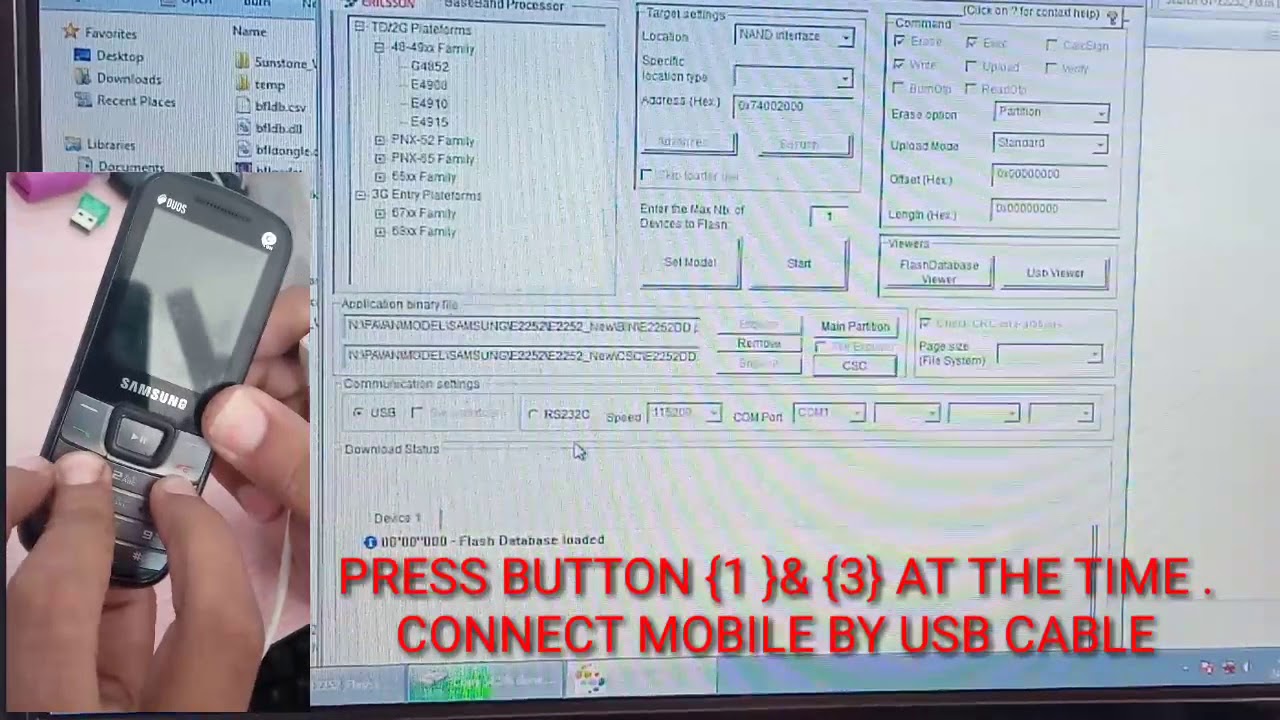 Samsung 2252 flashing by using flash loader tools - YouTube
