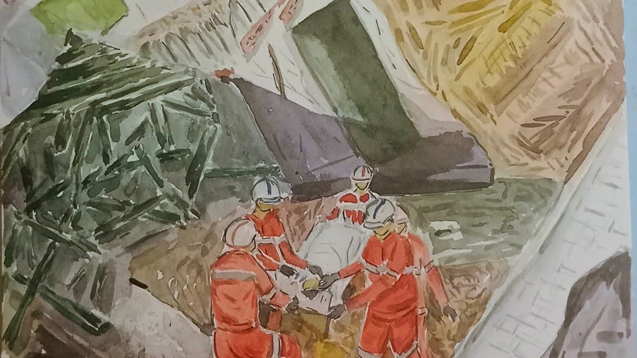 How to paint a Earthquake picture in Watercolour. - YouTube