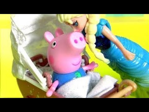 Pig George Gets a Kiss from Princess Elsa | Peppa Pig Babysitting ...