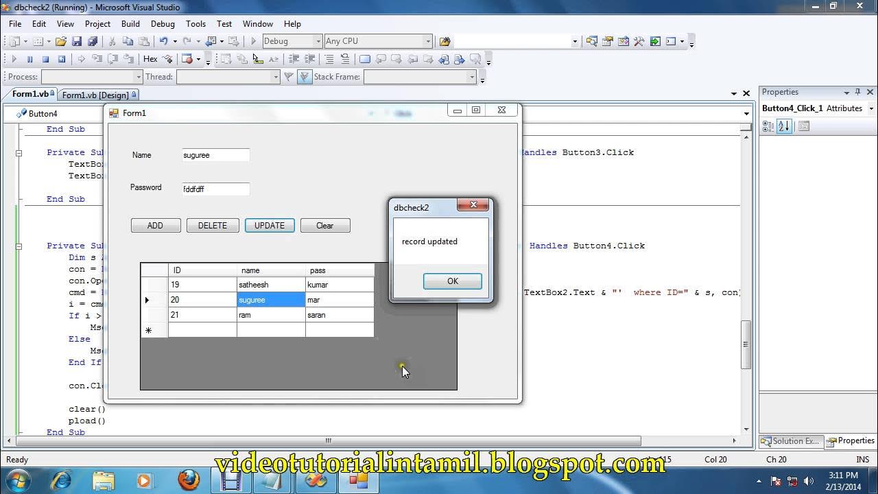 VB .NET Database tutorials in tamil 5 how to update a record in vb net 2008 - YouTube