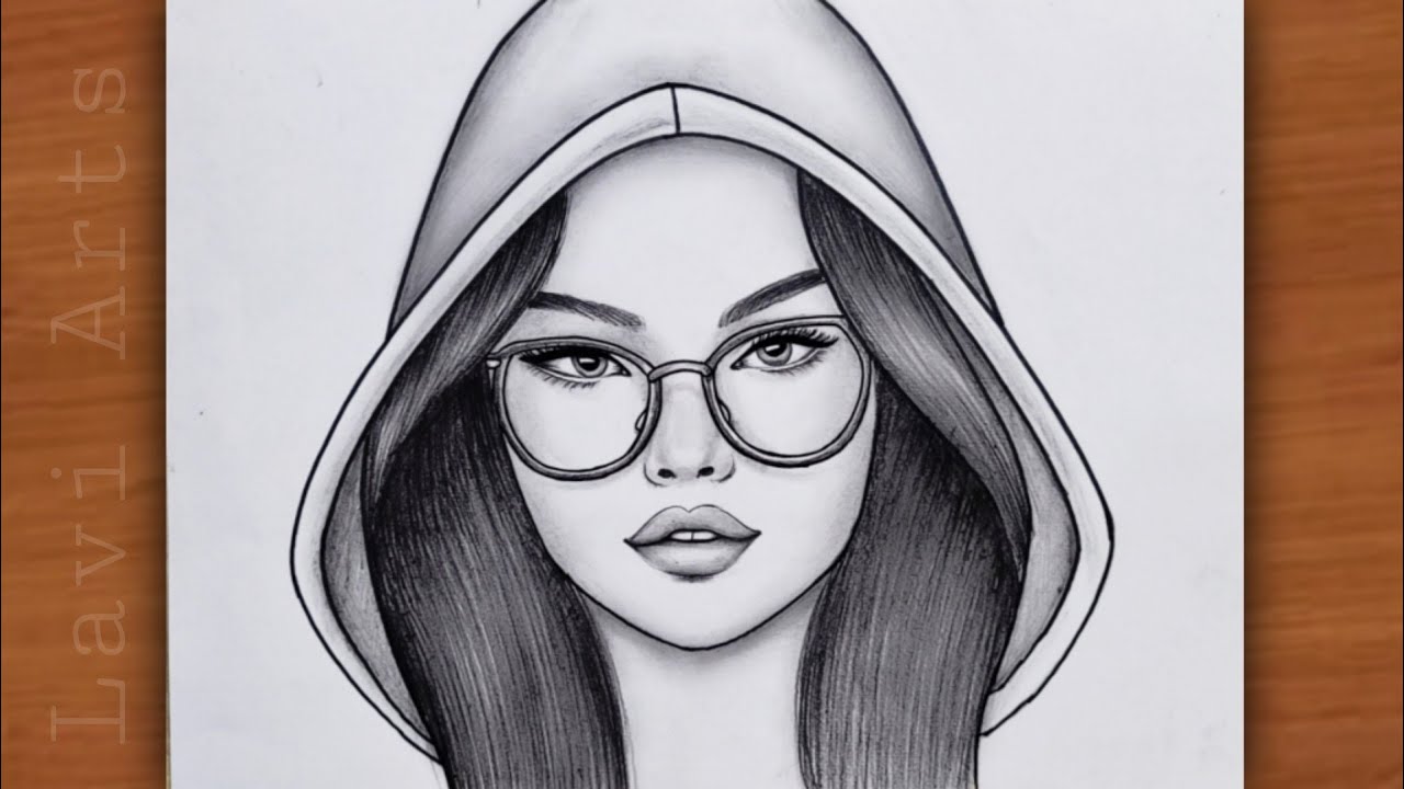 How to draw easy Girl with Hood and glass Pencil Drawing | girl drawing ...