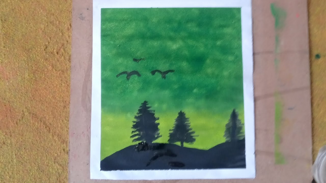 How to draw a beautiful place with many trees - YouTube
