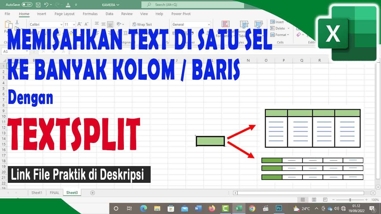 Memisahkan Sekumpulan Text di Satu Sel Ke Banyak Kolom/Baris dengan ...