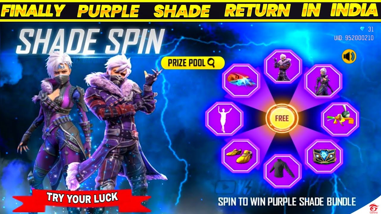 Free Fire New Event | Barmuda Dreams Event | Purple Shade Bundle Return ...