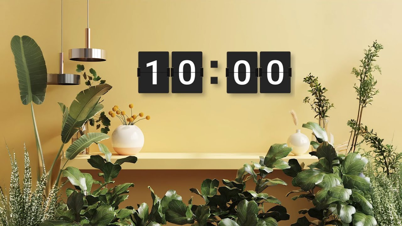 10 Minute Tropical Gold Flip Clock Timer ⏰ | 10-Minute Countdown | Warm ...