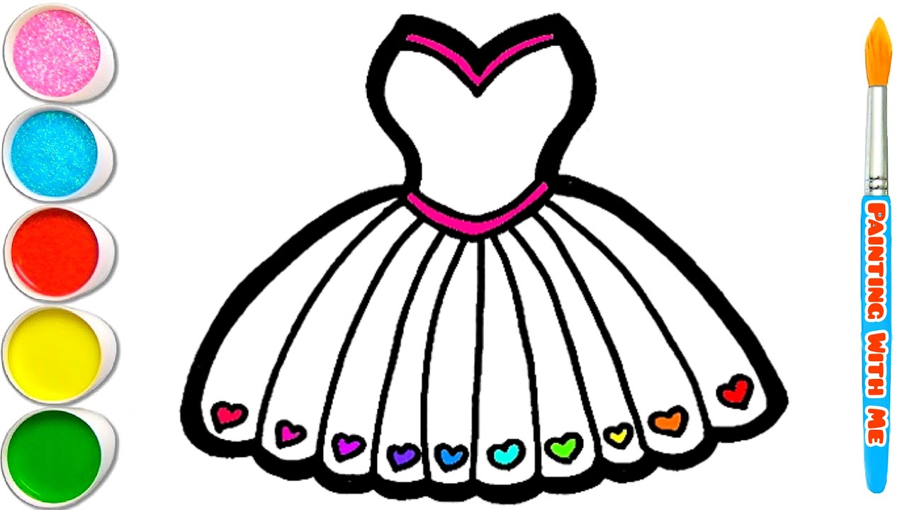 How To Draw Dress With Rainbow Colors. Painting & Coloring For Kids And ...