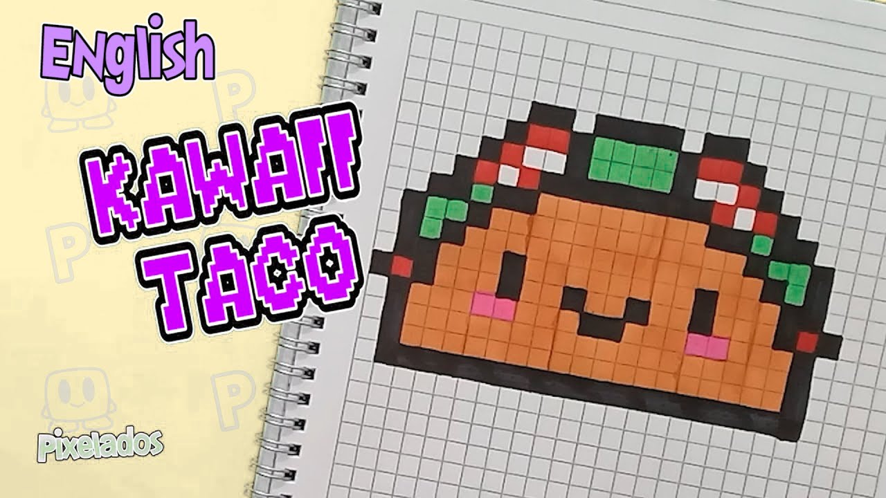 How to draw a kawaii taco in pixel art step by step - Pixelados - YouTube