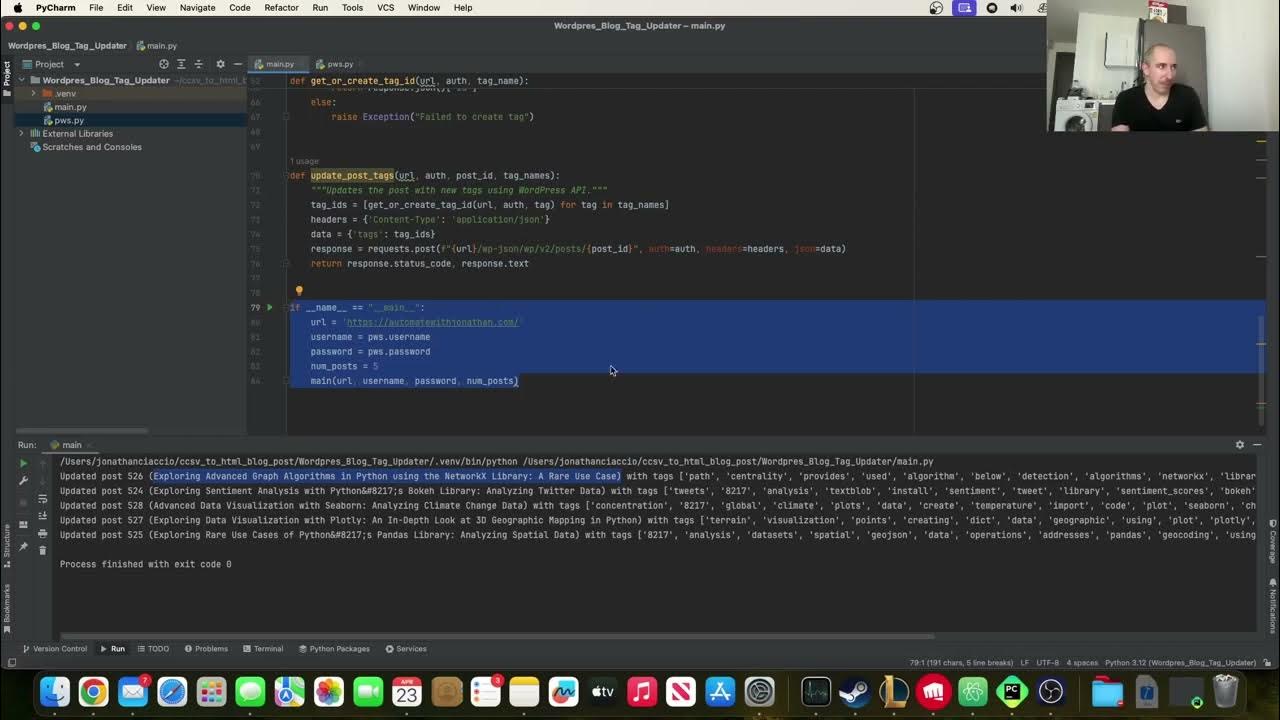 Upate Wordpress Post Tags using Python and the Wordpress API - YouTube