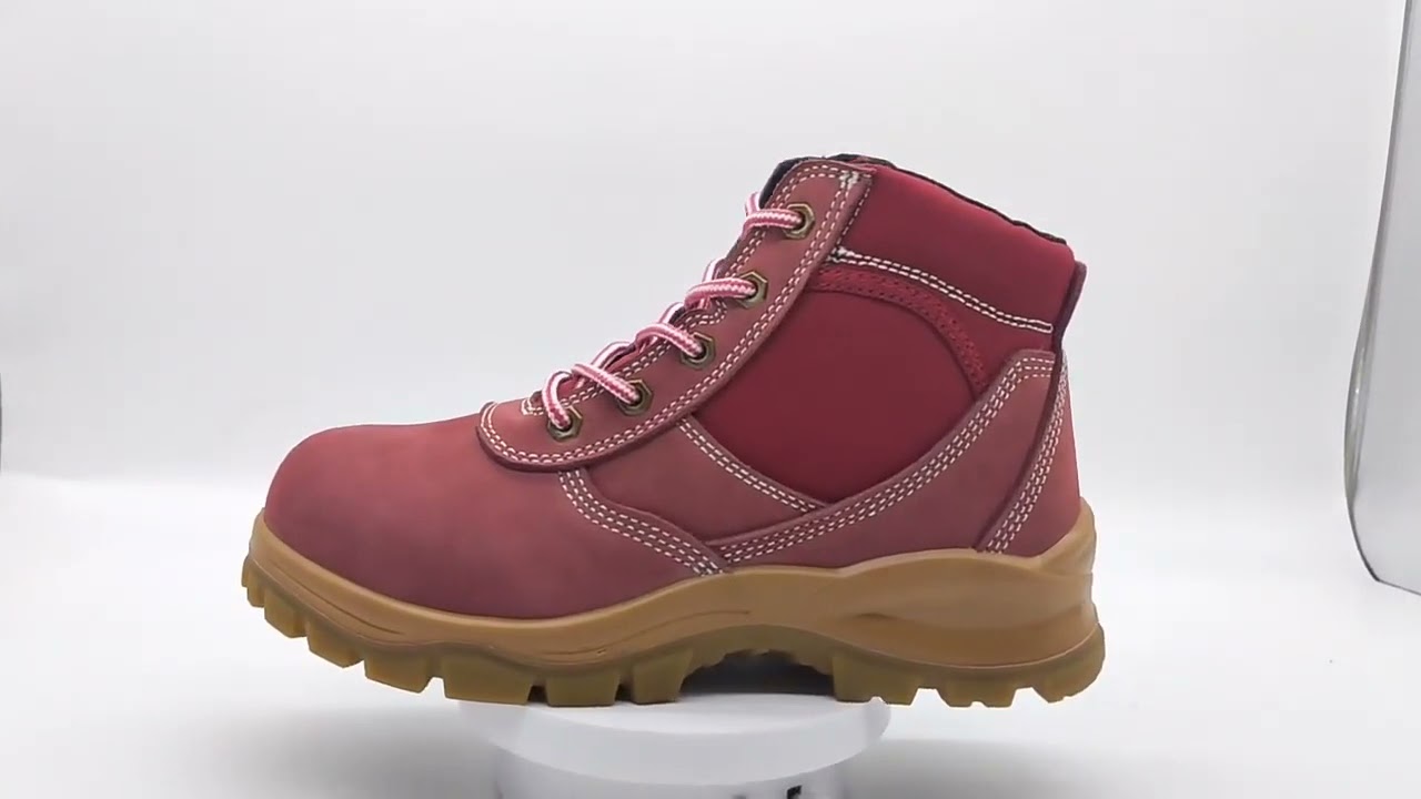 Women pink steel toe cap high quality side zip work boots | MKsafety ...