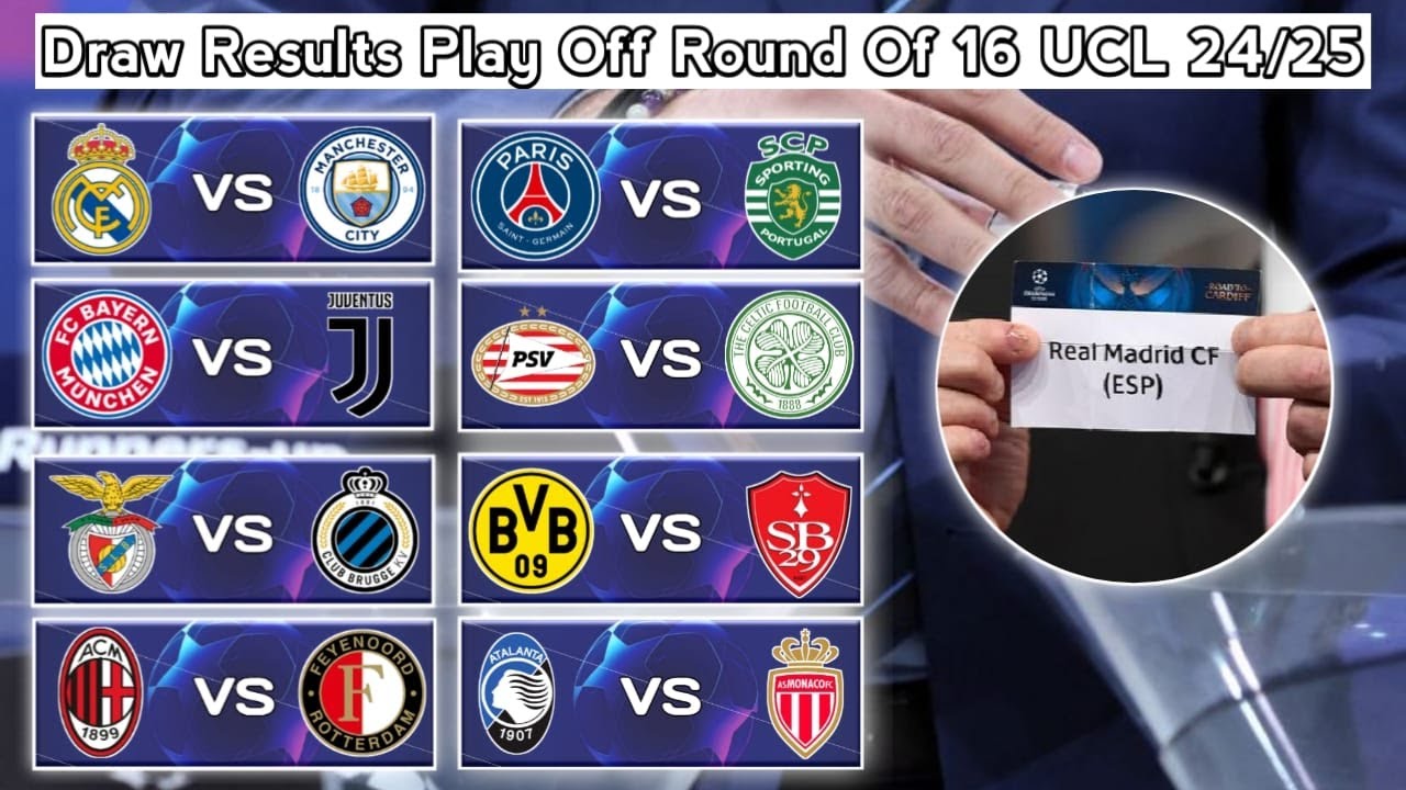 2024/2025 Champions League Top 16 Play Off Drawing Results ~ Munchen vs ...