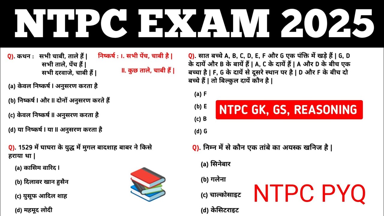 NTPC EXAM 2025 | PREVIOUS YEAR QUESTION PAPER NTPC | NTPC GK GS ...
