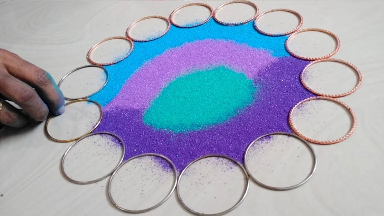 Festival colourful rangoli/Easy rangoli/with cool colours - YouTube