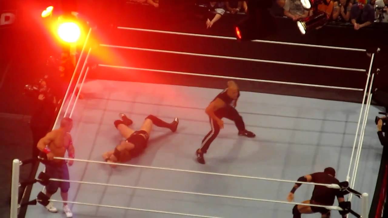 Monday Night Raw 4/4/11 The Corre attacks The Rock and John Cena ...