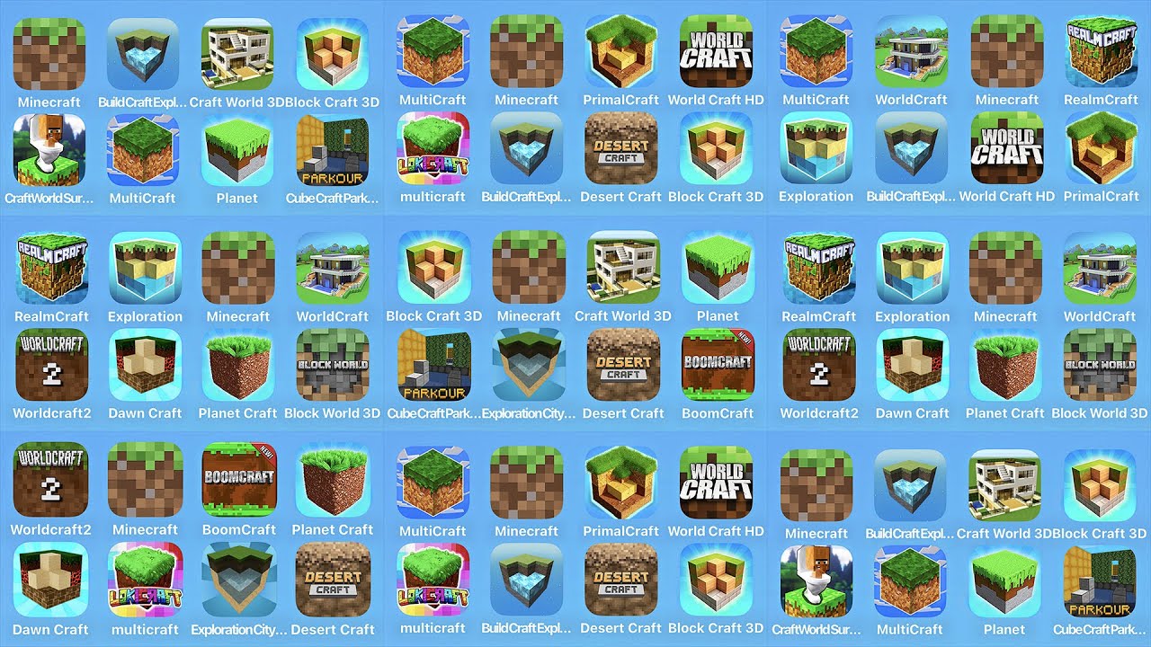 Minecraft, Worldcraft 2, MultiCraft, Block Craft 3D, RealmCraft ...