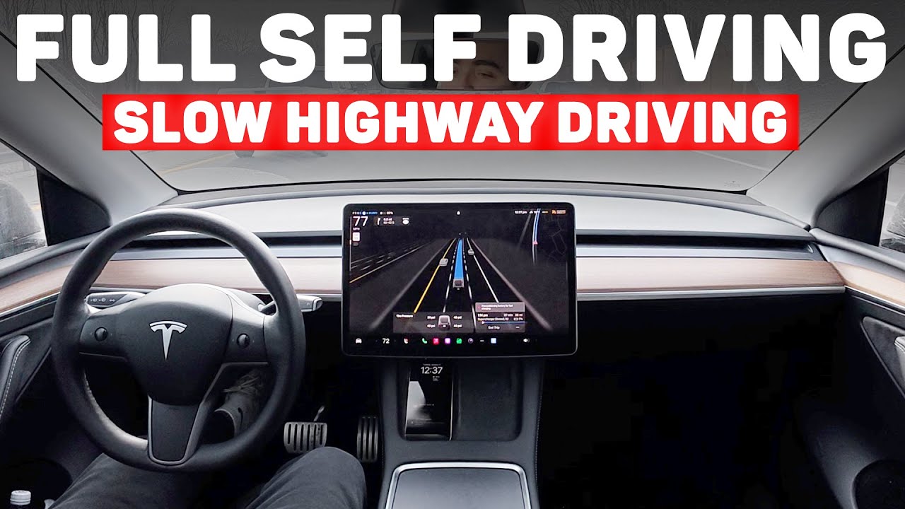 Tesla Full Self Driving V12.6 with HW3 - Slow Highway Speeds (Tesla FSD ...