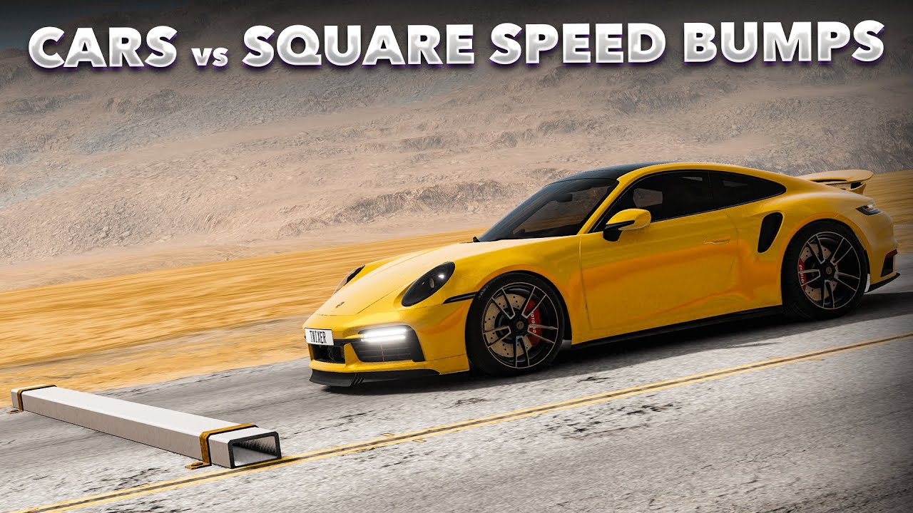 Cars vs Square Speed Bumps #3 - Realistic Crash Test - YouTube