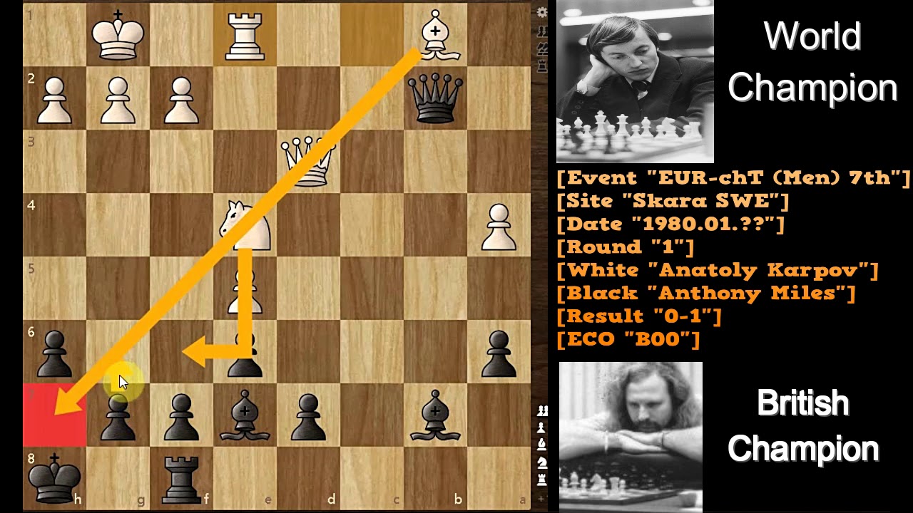 GM Miles Beats GM Karpov Using 1. e4 a6?! ~ St. George Defense ~ Baker ...