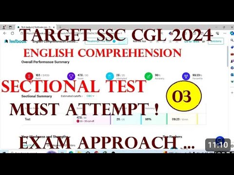 test book CGL pre mock test sectional English comprehension test #ssc # ...