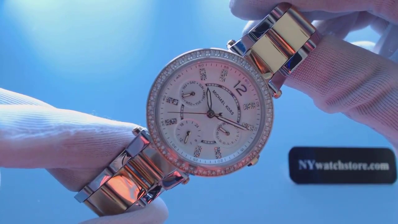 Women's Michael Kors Mini Parker Chronograph Glitz Watch MK6055 - YouTube