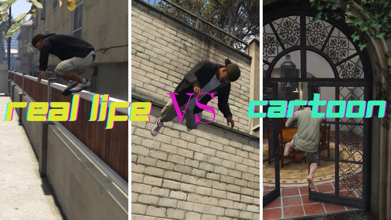 Real life vs Cartoon in gta world - YouTube