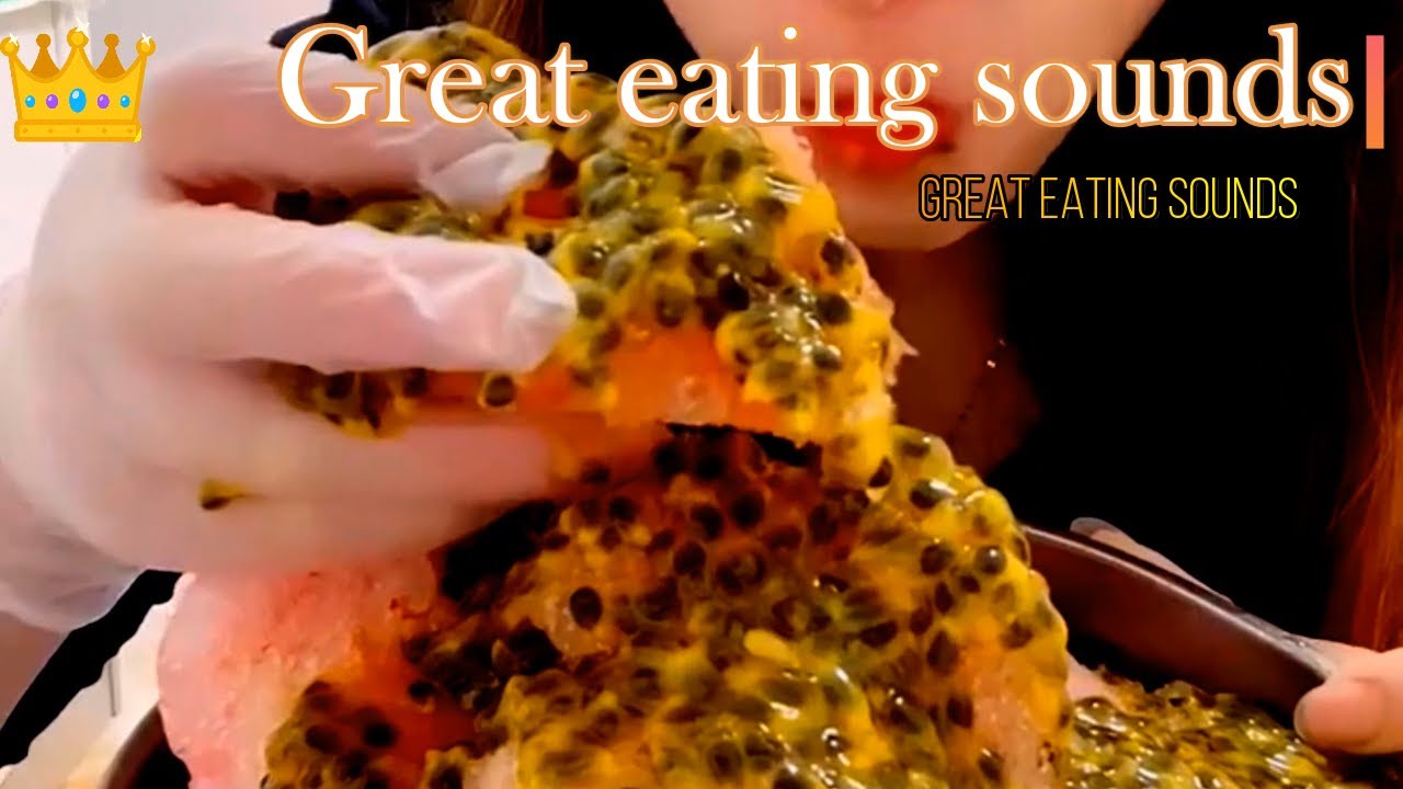 Crispy pink ice covered in fruit juice. - YouTube