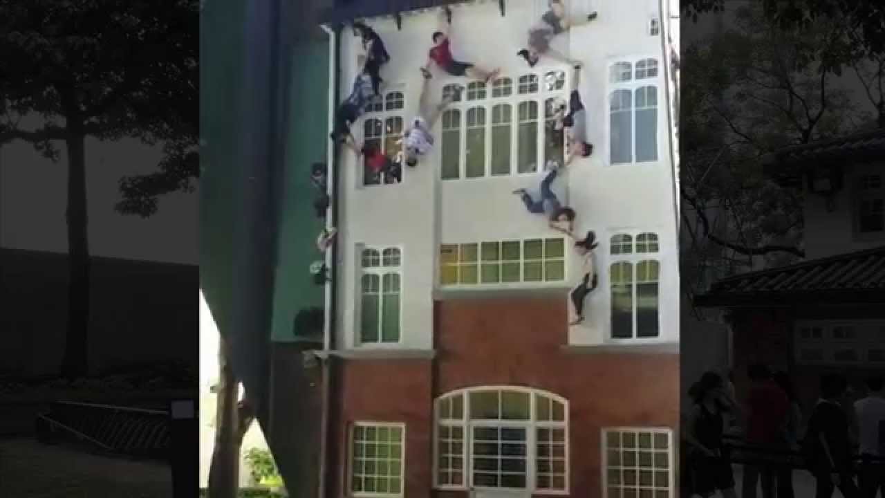 DEFY GRAVITY optical illusion house - YouTube