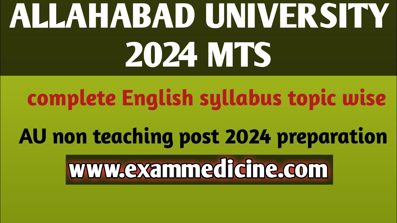 Allahabad University MTS 2024 English syllabus complete adjective,types ...