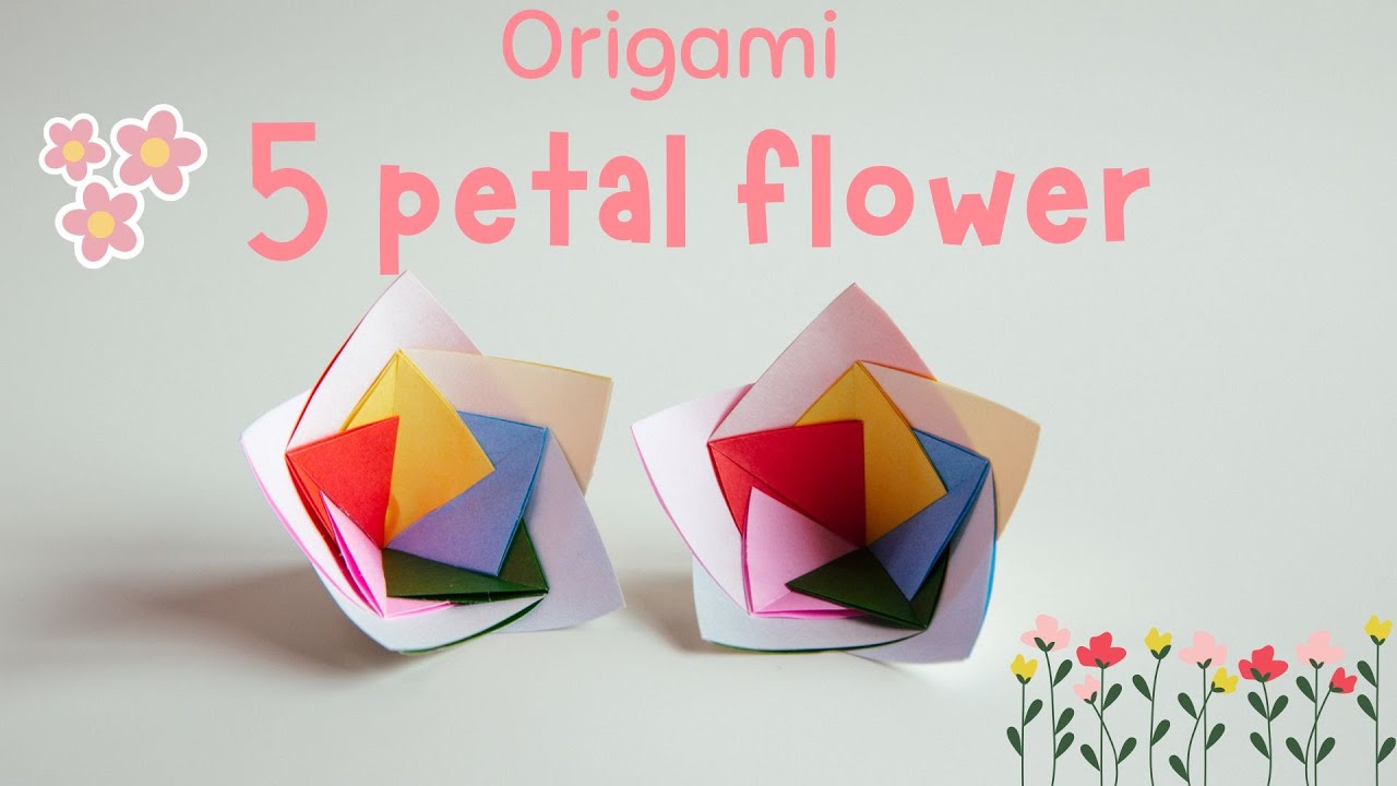 How to Fold 5 Petal Origami Flower - YouTube