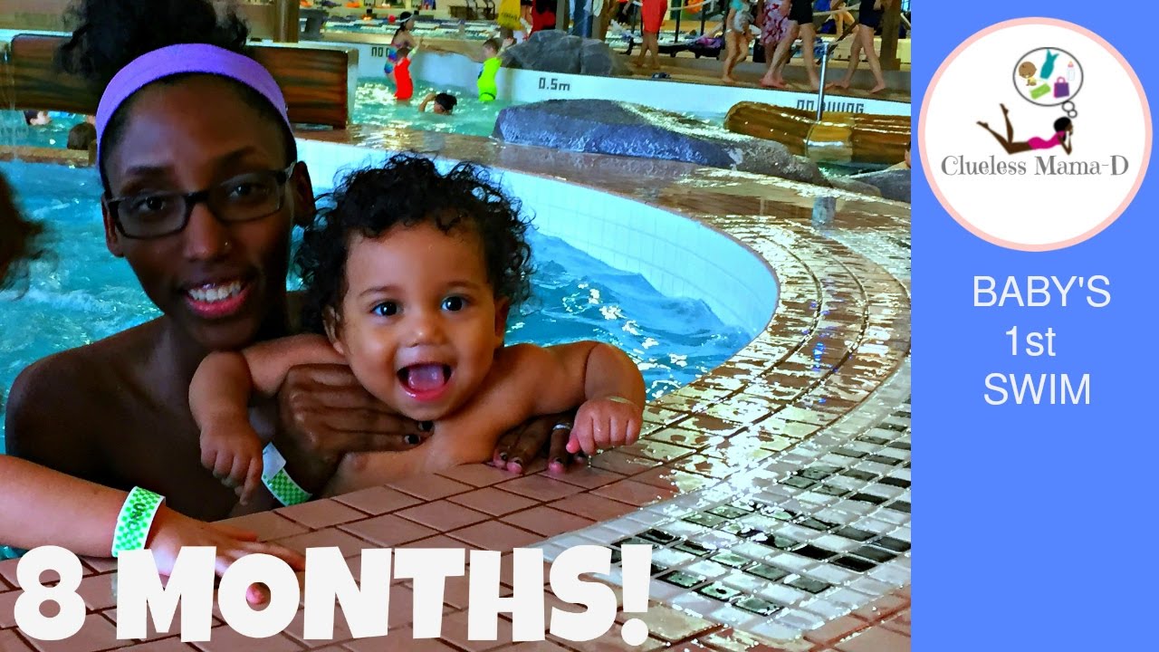 BABY's First SWIM & Creepers at the pool! - YouTube