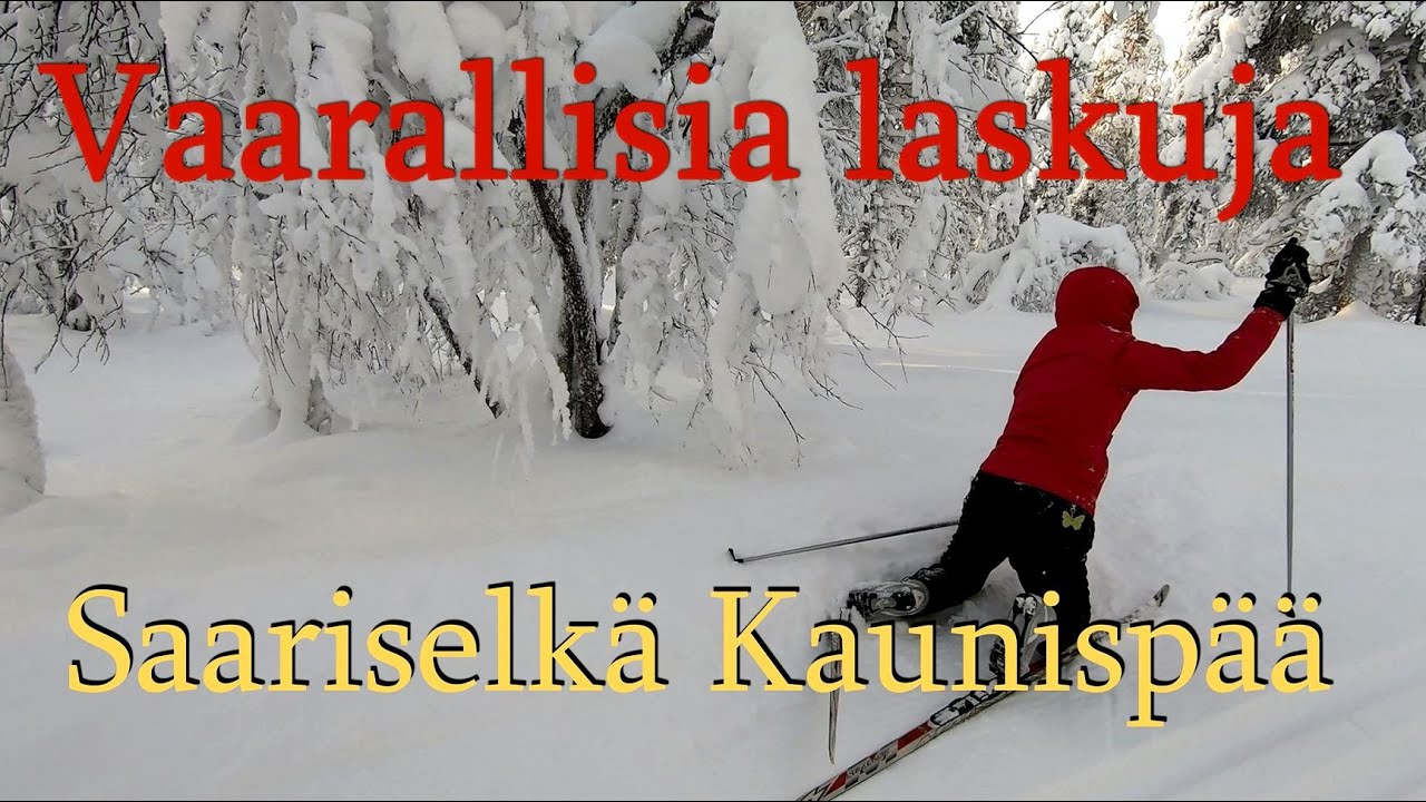 Saariselkä Kaunispää. Pitkä laskettelu murtomaasuksilla. Urho Kekkosen ...