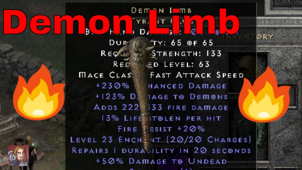 D2R Unique Items - Demon Limb (Tyrant Club) - YouTube
