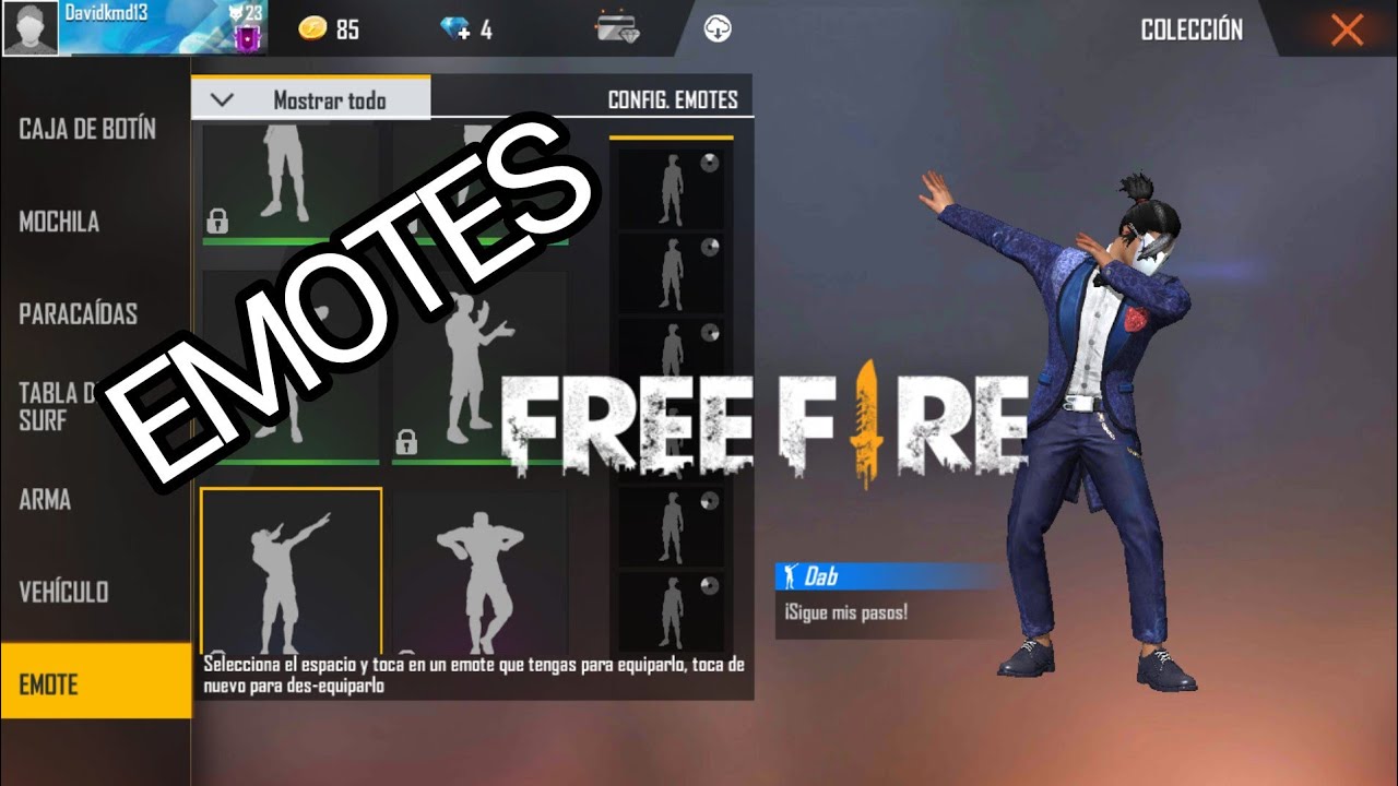 ¡TODOS LOS EMOTES DE FREE FIRE! (PRIMER VIDEO) - YouTube