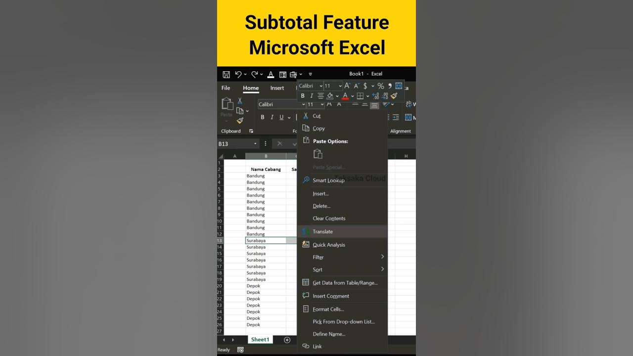 Subtotal Feature Microsoft Excel Education Excelhelp Msexcel Tutorial Ytshorts