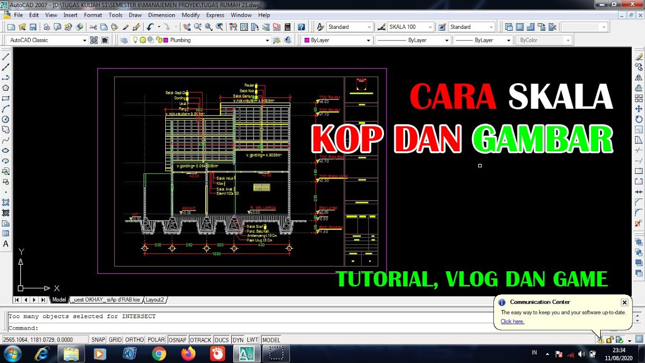 Cara Setting Skala Gambar Dan Kop Pada AutoCad - YouTube
