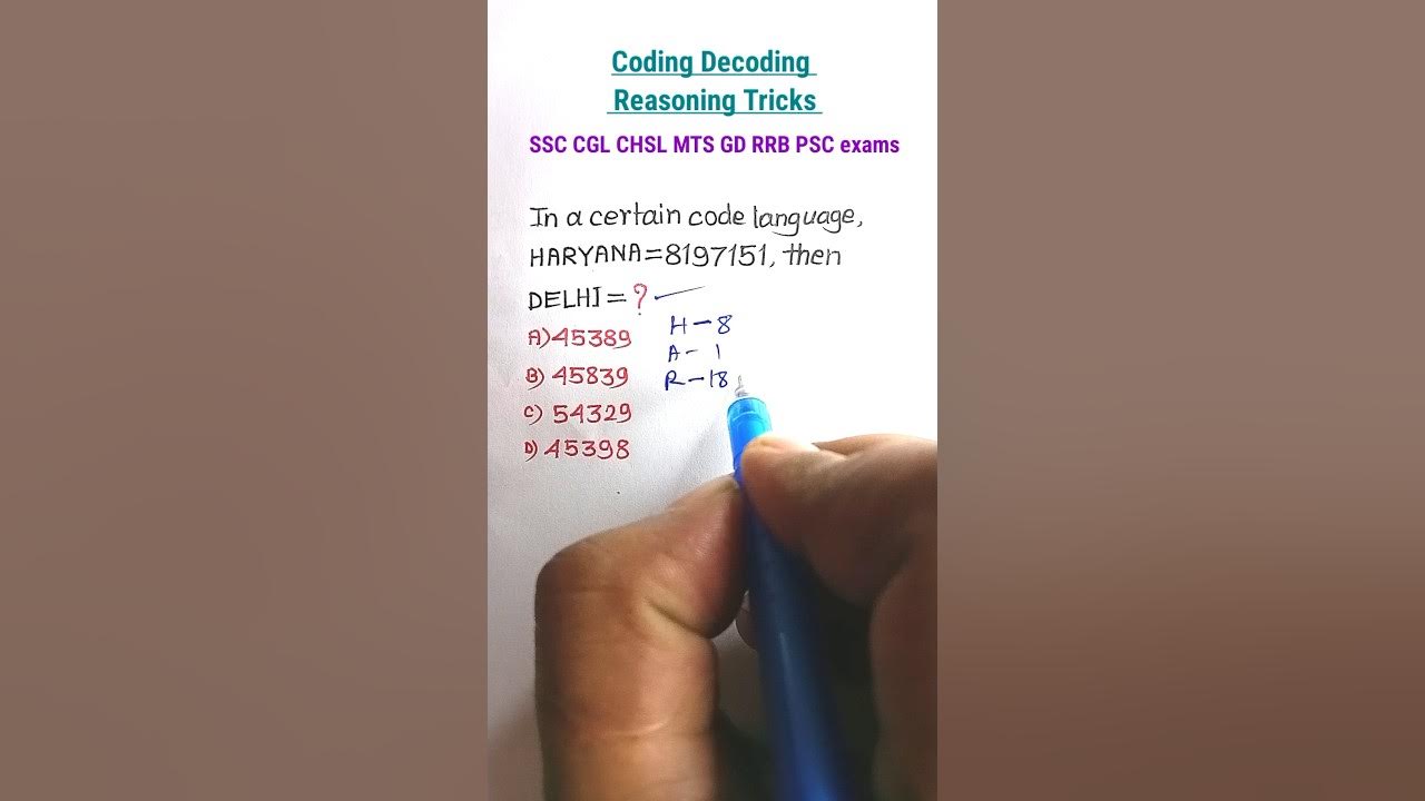 Coding Decoding Coding Decoding Reasoning Tricks Reasoning For Ssc Gd Chsl Mts Wbpsc Youtube
