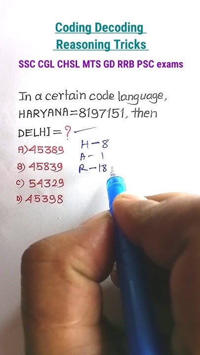 Coding Decoding | Coding Decoding Reasoning Tricks| Reasoning for SSC GD CHSL MTS WBPSC | - YouTube