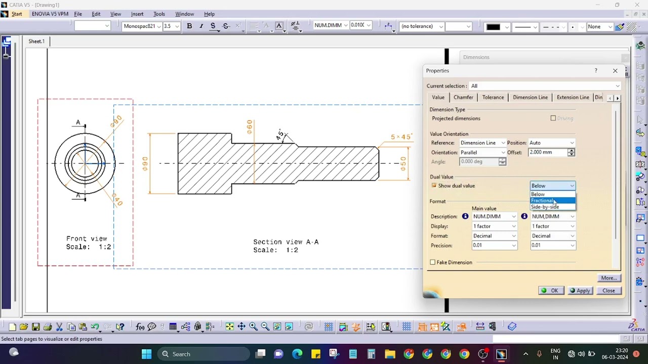 How To Show Dual Or Multiple Dimensions In Drawing Catia V5 DRAFTING How To Show Dual Or Multiple Dimensions In Drawing Catia V5 DRAFTING
