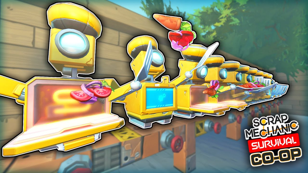 We Built a Treehouse RESTAURANT With TEN Cookbots! (Scrap Mechanic Co ...