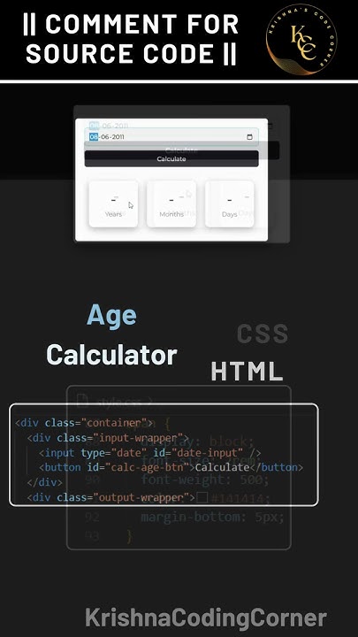 Age Calculator || HTML CSS JS || #coding#htmlcss #shortstutorial - YouTube