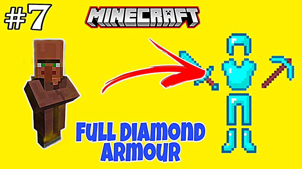 Full Diamond ARMOUR trade With Villagers | Minecraft Survival Series #7 ...