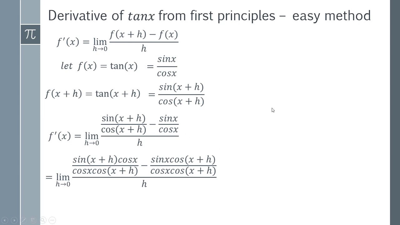 How To Find The Derivative Of Tanx From First Principles YouTube