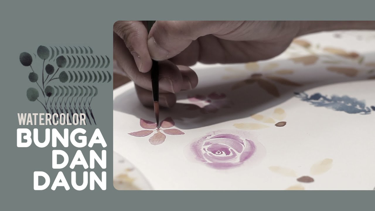 Melukis Daun dan Bunga Sederhana Menggunakan Cat Air - YouTube