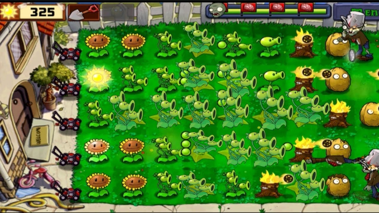 Triple Peashooters Vs Bucket Zombies | Plant Vs. Zombies Gameplay ...