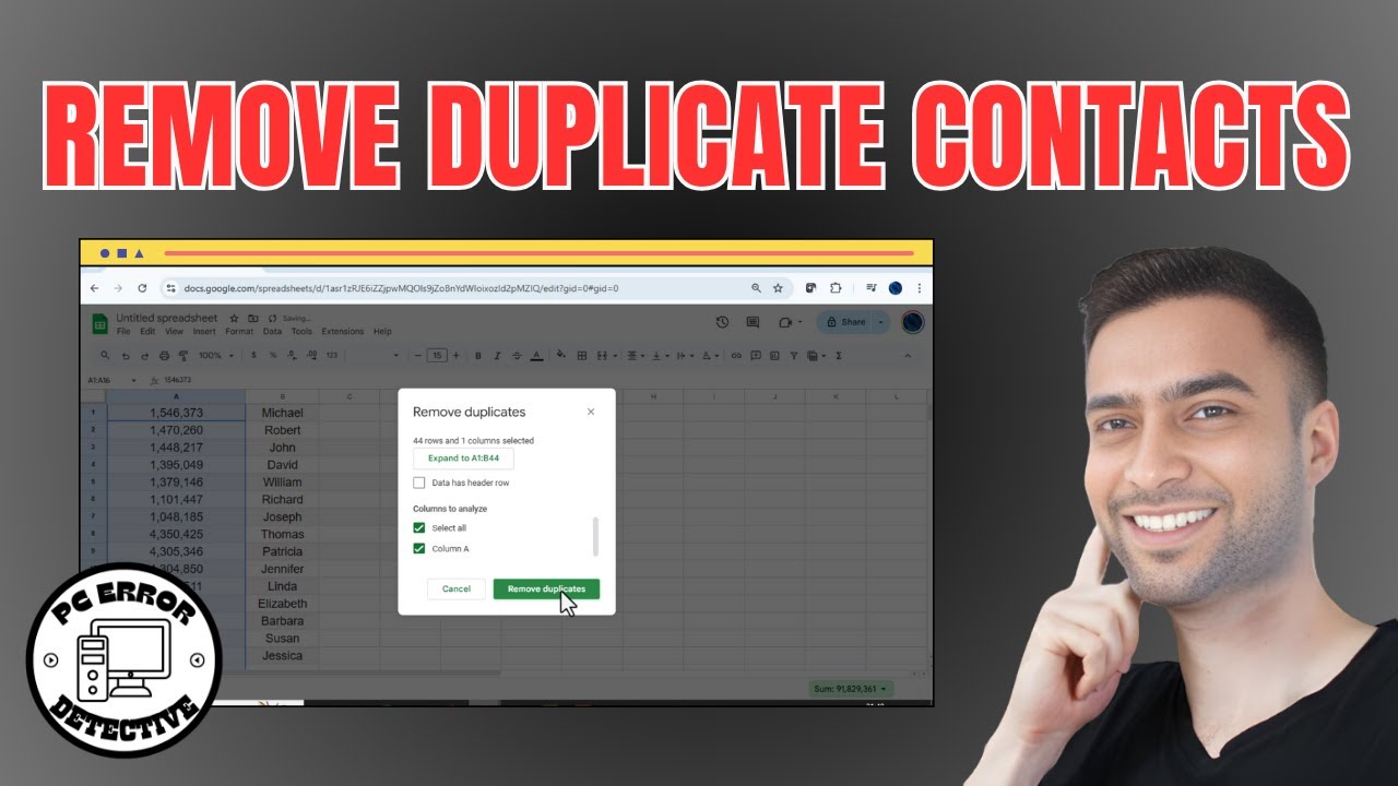 How to Remove Duplicate Contacts From Google Sheet - Quick Tutorial ...