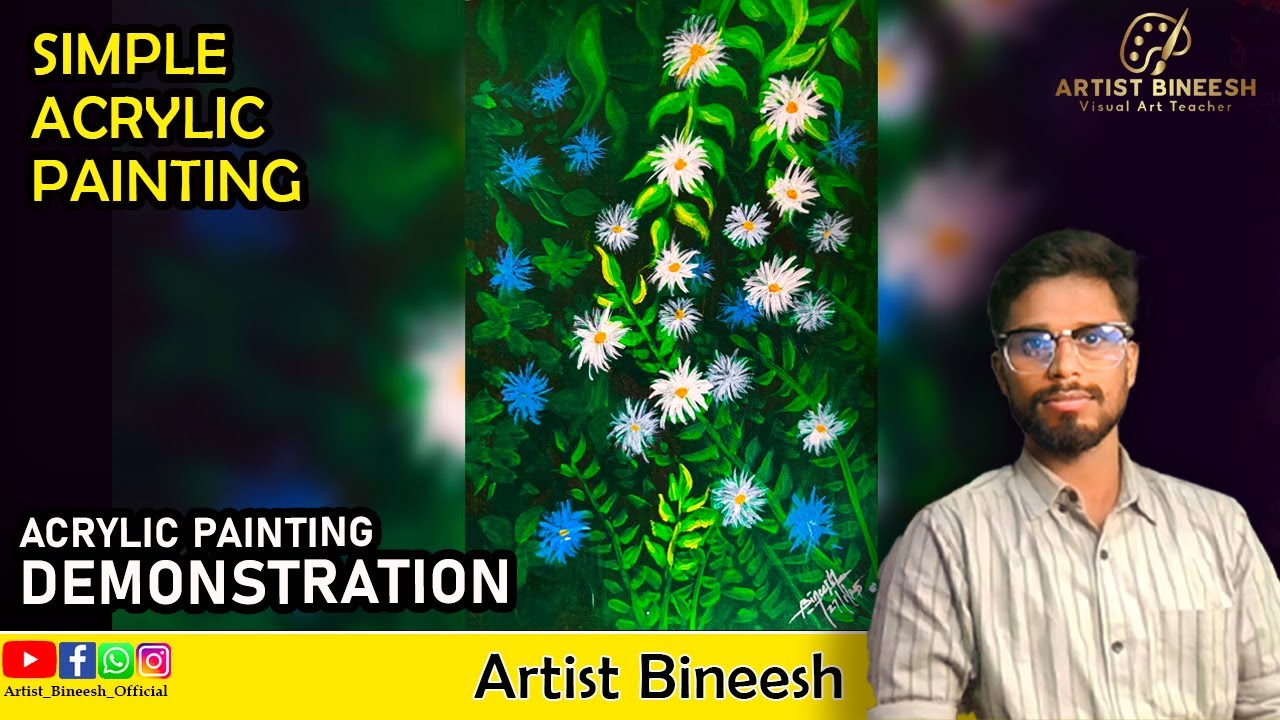 Simple Acrylic 3D Painting | Painting Demonstration | Artist Bineesh ...
