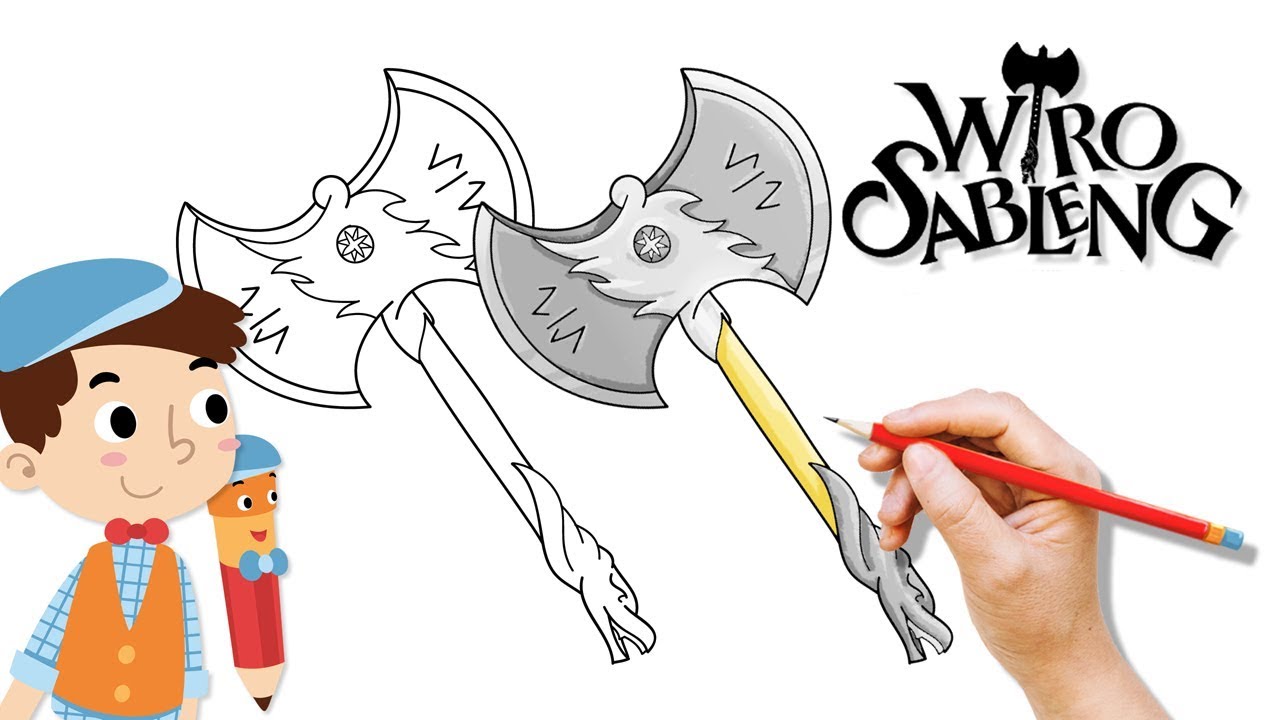 Cara menggambar KAPAK WIRO SABLENG NAGA GENI / How to draw DRAGON AXE ...