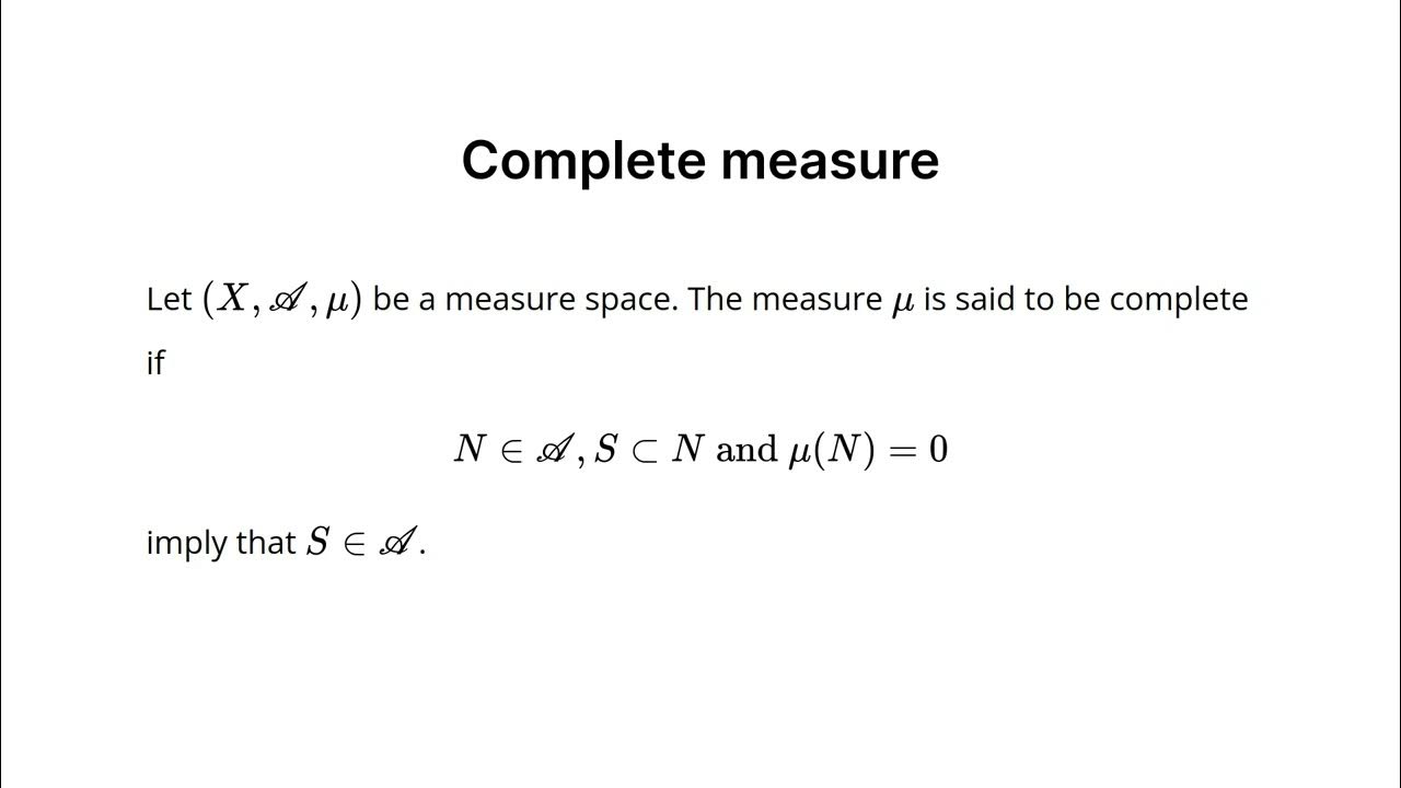 Complete measure (Measure Theory) - YouTube